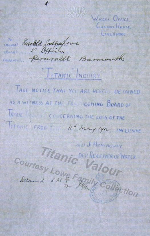 Titanic's Officers - RMS Titanic - Fifth Officer Lowe